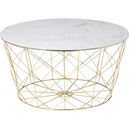 Couchtisch Salesfever "Caorle Coffeetable: Harmonisches Wohnambiente", wei&szlig; (wei&szlig;, gold, gold, wei&szlig;), B:80cm H:45cm T:80cm, Tische, Couchtisch, Stilvolles Korbgestell