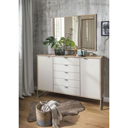 Wandspiegel Wiemann "Barcelona", braun (bianco, eiche, nachbildung, kristallspiegel), B:110cm H:85cm T:3cm, Holzwerkstoff, Spiegel, Wandspiegel, mit Rahmen in Holzoptik