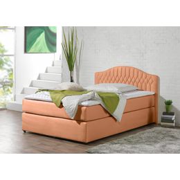 Boxspringbett Maintal, orange (terra), Liegefl&auml;che B/L: 100cm x 200cm, H3, 5-Zonen-Tonnentaschen-Federkernmatratze, Seitliche Einfassung Unterbox und Obermatratze: Mikrovelours (100% Polyester);Spiegelfl&auml;che der Unterbox und Obermatratze: 100% Polyester, Komplettbetten, Boxspringbett, in diversen Ausf&uuml;hrungen