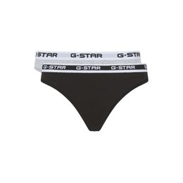 G-Star Raw Tanga G-STAR "OBSIDIAN, 2 PACK THONGS", Damen, Gr. S, 2 Stk., schwarz, light grau marl, Jersey, Obermaterial: 95% Baumwolle, 5% Elasthan, unifarben, eng, Unterhosen Tanga, mit Logobund