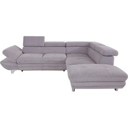 Ecksofa COTTA "Enterprise L-Form", grau, B:273cm H:72cm T:237cm, Struktur (100% Polyester );Chenille (90% Polyester; 10% Polyamid ), Sofas, Ecksofa, mit Arm- & Kopfteilverstellung, wahlweise mit Bettfunktion