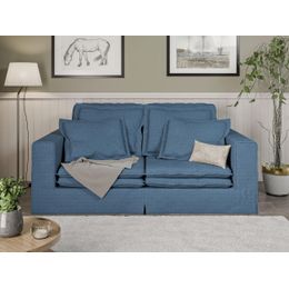 3-Sitzer Home Affaire "ALISSAS BIS mit vielen Kissen, Biesen an den Kissen", blau, B:196cm H:95cm T:108cm, 92% Polyester, 8% Nylon, Sofas, 3-Sitzer, Hussen-Optik, kleine Taschen an der Seite zum Verstauen