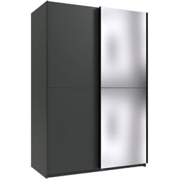 Kleiderschrank wimex "Mugano, B/T/H 135 oder 180/65/198cm, Made in Germany", grafit, griffe schwarz, B:135cm H:198cm T:65cm, Holzwerkstoff, Schr&auml;nke, Kleiderschrank, 2 Schwebet&uuml;ren mit oder ohne Spiegel, Metallgriffe