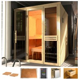 Sauna Weka "Classic", beige (natur), Saunaofen, externe Steuerung, 7,5 kW, Saunen, Sauna, 7,5 kW Ofen mit ext. Steuerung, Fenster