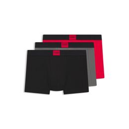 Trunk HUGO UNDERWEAR, Herren, Gr. L (52), 3 Stk., open miscellaneous 961, Single Jersey, Obermaterial: 95% Baumwolle, 5% Elasthan, k&ouml;rpernah, Unterhosen Trunk, mit kontrastfarbenen Logobadge