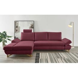 Schlafsofa Home Affaire "City/Giron", rot (bordeaux), B:284cm H:104cm T:166cm, 100% PES;Atmungsaktives Gewebe;Easy Clean ;Gramatur 340g/ qm +/- 5%, Sofas, Schlafsofa, komfortable Bettfunktion (Liegefl&auml;che 245 x 138 cm), sowie Bettkasten