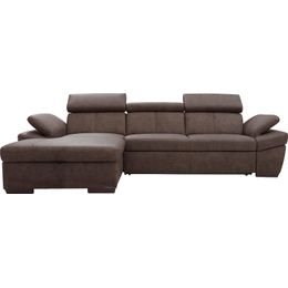 Ecksofa exxpo - SOFA FASHION "Salerno, Funktionssofa, Breite 280cm, hoher Sitzkomfort, L-Form", braun, B:280cm H:77cm T:170cm, Microfaser-Primabelle (100% Polyester);NaturLEDER;Kunstleder;Lederfaserstoff;Luxus-Microfaser Lederoptik, Sofas, Ecksofa, inkl. Kopf- und Armteilverstellung, wahlweise mit Bettfunktion