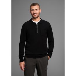 Strickpullover Bruno Banani, Herren, Gr. M (48/50), schwarz, Feinstrick, Obermaterial: 50% Baumwolle, 50% Polyacryl, slim fit, Rundhals, Pullover Strickpullover, mit Rei&szlig;verschluss und Brusttasche