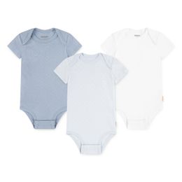 Body HUGGIES BABYWEAR "HUGB 3PK BODYSUIT", Jungen, Gr. 7 (92), N-Gr, ashley blau, Jersey, Obermaterial: 100% Baumwolle, Basic, Rundhals, Bodys Body, aus Baumwolle