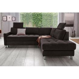 Sit & More Ecksofa SIT & MORE "Pablo L-Form", schwarz, B:233cm H:78cm T:196cm, Struktur fein (100% Polyester);Struktur (100% Polyester), Sofas, Ecksofa, wahlweise mit Bettfunktion