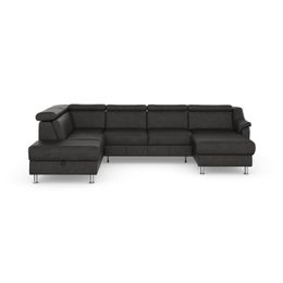 Sit & More Wohnlandschaft SIT & MORE "Freetown U-Form", grau (anthrazit), B:315cm H:84cm T:216cm, Sofas, Wohnlandschaft, Kopfteilverstellung und Federkern, wahlweise mit Bettfunktion