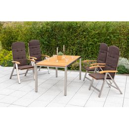 Garten-Essgruppe Merxx "Keros", braun (hellbraun), Obermaterial: 100% Polyester. F&uuml;llung: 100% Polyurethan, Sitzm&ouml;bel-Sets, Garten-Essgruppe