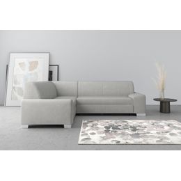 Ecksofa DOMO collection "Anzio in kubischer Formensprache, flache Armlehnen, L-Form", grau (hellgrau), B:259cm H:85cm T:191cm, Sofas, Ecksofa, Wahlweise mit Bettfunktion und Federkern f&uuml;r hohen Sitzkomfort