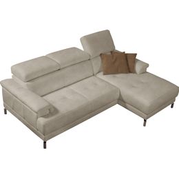 Ecksofa Egoitaliano "Soul, Design und Sitzkomfort auf hohem Niveau, tolle Details, L-Form", grau (opal grau), B:250cm H:99cm T:166cm, Luxus-Micofaser Lederoptik (100% Polyester) ist ein neues technisches Gewebe mit einem visuellen und taktilen Aspekt, der dem Nubuk sehr nahe kommt, mit innovativen Eigenschaften. Seine au&szlig;erordentliche Weichheit kommt von einem exklusiven Produktionsprozess, der Un