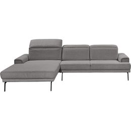 Ecksofa Musterring "MR 4580", grau, B:288cm H:79cm T:220cm, 100% Polyester, Sofas, Ecksofa, mit Kopf- und Sitztiefenverstellung, Metallfu&szlig; chrom, 288 x 193/220cm