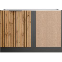 Eckunterschrank KOCHSTATION "KS-Lagos", grau (listrado eiche, grafitgrau), B:120cm H:82cm T:60cm, Holzwerkstoff, Schr&auml;nke, Eckunterschrank, Breite 120 cm, 1 T&uuml;r