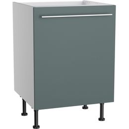 Sp&uuml;lenschrank KOCHSTATION "KS-Bern2", gr&uuml;n (steingr&uuml;n, hellgrau), B:60cm H:87cm T:58,4cm, Holzwerkstoff, Schr&auml;nke, Sp&uuml;lenschrank, Breite 60 cm, 1 T&uuml;r