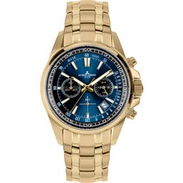 Chronograph Jacques Lemans "Liverpool", gold (goldfarben, blau), Armbanduhren, Herren, Chronograph, Quarzuhr, Armbanduhr, Herrenuhr, Edelstahlarmband, analog, Tag