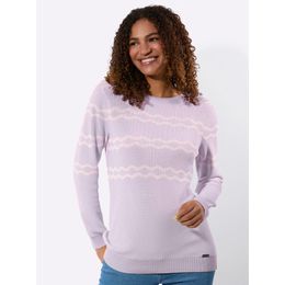 Rundhalspullover Casual Looks "Pullover", Damen, Gr. 36, flieder, meliert, 50% Baumwolle, 50% Polyacryl, gemustert, mehrfarbig, Pullover Rundhalspullover