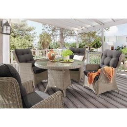 Garten-Essgruppe Destiny "CASA LUNA", wei&szlig; (vintage wei&szlig;), Polyester, Sitzm&ouml;bel-Sets, Garten-Essgruppe, Aluminium, Polyrattan