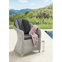 Gartensessel Destiny "MALAGA", wei&szlig; (vintage wei&szlig;), B:62cm H:85cm T:70cm, Obermaterial: 100% Polyester. Miedereinsatz: 50% Polyester, 50% Polyurethan, Sessel, Gartensessel, Aluminium, Polyrattan, inkl. Auflagen