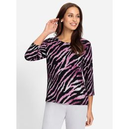 Print-Shirt Lady "Print-Shirt", Damen, Gr. 46, rot (schwarz, burgund, bedruckt), 95% Viskose, 5% Elasthan, bedruckt, gemustert, mehrfarbig, Rundhals, Shirts Print-Shirt