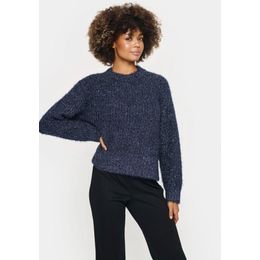 Strickpullover Saint Tropez "HalfaSZ", Damen, Gr. S (36), blau (night sky), Strick, Obermaterial: 60% Polyester, 25% Polyamid, 15% metallisierte Fasern, unifarben, Pullover Strickpullover, aus Glitzergarn