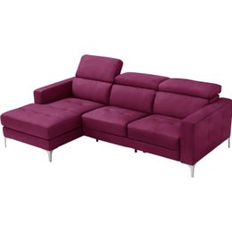 Ecksofa Egoitaliano "Matt, erstklassiger Sitzkomfort, aufwendige Detailverarbeitung, L-Form", pink (fuchsia), B:247cm H:100cm, Sofas, Ecksofa, mit verstellbaren Kopfteilen zum Relaxen