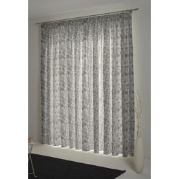 Vorhang Adam "Flower Cuv&eacute;e" Gr. 1, schwarz (schwarz, beige), B:142cm H:145cm, Jacquard, Baumwolle, Gardinen, Vorhang, aus 100% Bio-Baumwolle