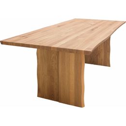 Esstisch MASSIVLINE & MORE "Oviedo 2", braun (wildeiche, wildeiche, wildeiche), B:220cm H:75cm T:90cm, Tische, Esstisch, Massivholz mit Baumkante