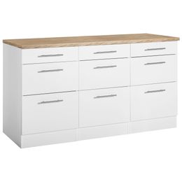 Unterschrank Optifit "Mini", braun (wei&szlig;, wildeichefarben), B:150cm H:84,8cm, Schr&auml;nke, Unterschrank, 150 cm Breite