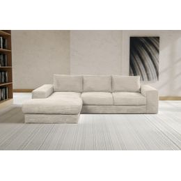Ecksofa WERK2 "Rozzana Design Ecksofa mit hohem Komfort, zeitlos & elegant, L-Form", wei&szlig;, B:280cm H:86cm T:190cm, 100% PES, Sofas, Ecksofa, in kuschelweichen Trendstoffen Cord, Breitcord und Pl&uuml;sch