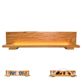 LED Dekolicht Weigla "Dekosockel aus lackiertem Eschenholz, BxHxT: 60x14,4x7 cm", natur, B:60cm H:14,4cm T:7cm, Leuchten, LED Dekolicht, Deko aus dem Erzgebirge f&uuml;r Weihnachten und das ganze Jahr