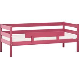 Einzelbett Hoppekids "ECO Comfort Kinderbett, Kiefer Massivholz, Jugendbett inkl. Rollrost", rosa (barockrose), B:76cm H:65cm L:166cm, Kiefer massiv, Betten, Einzelbett, 70x160 cm, wahlweise in verschieden Farben/ Matratze/ Absturzsicherung
