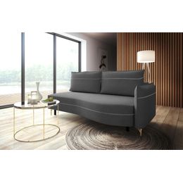 Loungesofa exxpo - SOFA FASHION "Ortis mit toller Kontrastnaht, Solit&auml;rm&ouml;bel, bequem, schmale Armlehne", silber (silberfarben), B:212cm H:93cm T:114cm, Sofas, Loungesofa, Schlafsofa mit Bettfunktion und Bettkasten, komfortabler Federkern