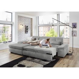 Ecksofa DIE PLANBAR "MP-IN16012 L-Form, mit Federkern-Polsterung", silber, B:309cm H:85cm T:195cm, 85% Polyester;15% Nylon, Sofas, Ecksofa, inkl. Sitztiefenverstellung, wahlweise mit weiteren Funktionen