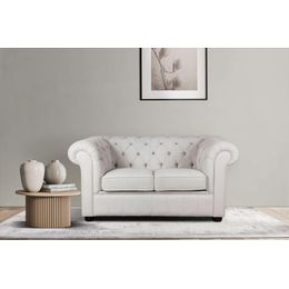 2-Sitzer Home Affaire "CHARENTE, Chesterfield-Sofa, Wellenfederung, Ma&szlig;e: B/T/H: 147/89/74 cm", beige (creme), B:147cm H:74cm T:89cm, 100% Polyester, Sofas, 2-Sitzer, mit edler Knopfheftung und typischen Armlehnen