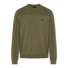Strickpullover BOSS Green "KN Momentum-X CN", Herren, Gr. 3XL, schwarz beige257, Strick, Obermaterial: 48% Polyester, 39% Schurwolle, 11% Polyamid, 2% Elasthan, regular fit normal, Rundhals, B&uuml;ndchen, Pullover Strickpullover, Rundhalsausschnitt, Regular Fit, kontrast HD-Logo
