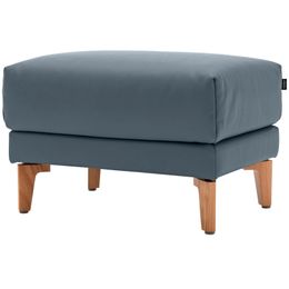 Hocker "CR.450", blau (blaugrau 534, 73), B:63cm H:45cm T:48cm, NaturLEDER OSKAR (echtes Rindsleder), CREATION BY ROLF BENZ, Hocker, Hocker, F&uuml;&szlig;e aus Massivholz