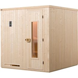 Sauna Weka "Halmstad", beige (natur), Bio-Ofen, externe Steuerung, 7,5 kW, Saunen, Sauna, 7,5 kW Bio-Ofen mit digitaler Steuerung
