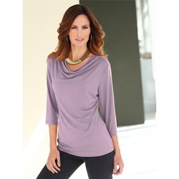 Wasserfallshirt Inspirationen "Shirt", Damen, Gr. 44, lila (lavendel), 95% Viskose, 5% Elasthan, unifarben, Wasserfallausschnitt, Shirts Wasserfallshirt