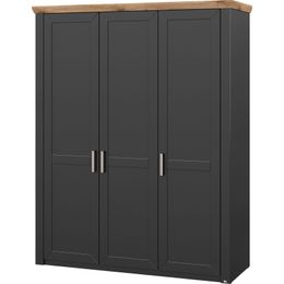 Kleiderschrank "York Schlafen", grau anthrazit, eiche artisan, B:170cm H:210cm T:62cm, Holzwerkstoff, SET ONE BY Musterring, Schr&auml;nke, Kleiderschrank, mit Holzt&uuml;ren und Kranz in Eiche, versch. Breiten, H&ouml;he 207 x T60cm