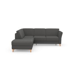 Sit & More Ecksofa SIT & MORE "Visby L-Form", grau, B:248cm H:87cm T:213cm, Sofas, Ecksofa, Wahlweise mit Bettfunktion und Stauraum, frei im Raum stellbar