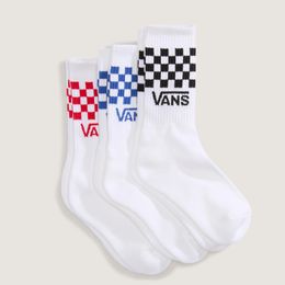 Socken Vans "CLASSIC CHECK CREW", M&auml;dchen, Gr. 27-30,5, wei&szlig;, Obermaterial: 65% Baumwolle, 25% Polyester, 5% Nylon, 3% Elastodien, 2% Elasthan, Socken Socken, f&uuml;r Kids, dreierpack, elastische Passform, bequemer Materialmix