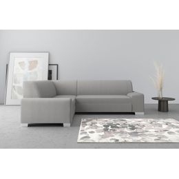 Ecksofa DOMO collection "Anzio in kubischer Formensprache, flache Armlehnen, L-Form", grau, B:259cm H:85cm T:191cm, Sofas, Ecksofa, Wahlweise mit Bettfunktion und Federkern f&uuml;r hohen Sitzkomfort