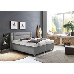 Boxspringbett, grau (feinstrukturstoff grau), Ohne Topper, Liegefl&auml;che B/L: 160cm x 200cm, H2, 7-Zonen-Kaltschaummatratze, Bezug Unterbox und Kopfteil: Feinstrukturstoff (77% Polyester, 23% Viskose);Bezug Obermatratze 100% Polyester, waschbar bis 60C, Westfalia Schlafkomfort, Komplettbetten, Boxspringbett, in diversen Ausf&uuml;hrungen