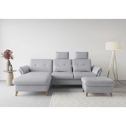 Sit & More Ecksofa SIT & MORE "G&ouml;teborg", silber, B:268cm H:90cm T:176cm, Sofas, Ecksofa, Sitztiefenverstellung und Federkern, wahlweise mit Bettfunktion