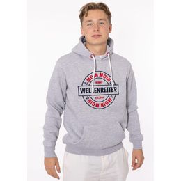 Hoodie Zwillingsherz "Wellenreiter", Herren, Gr. M, grau (hellgrau), Sweatware, Obermaterial: 50% Baumwolle, 50% Polyester, unifarben, Basic h&uuml;ftlang, Rundhals, angesetztes B&uuml;ndchen, Sweatshirts Hoodie, mit Fronttaschen und Kordel