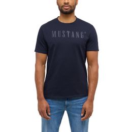 Kurzarmshirt Mustang "Herren Style Austin", Herren, Gr. S, navy, Jersey, 100% Baumwolle, Rundhals, Shirts Kurzarmshirt