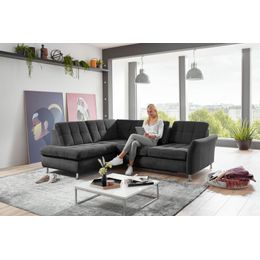 Ecksofa DIE PLANBAR "MP-IN20016 L-Form mit Kaltschaum-Polsterung", schwarz, B:242cm H:87cm T:116cm, 100% Polyester, Sofas, Ecksofa, wahlweise mit Kopfst&uuml;tzen und Bettfunktion, mit Kaltschaum-Polsterung